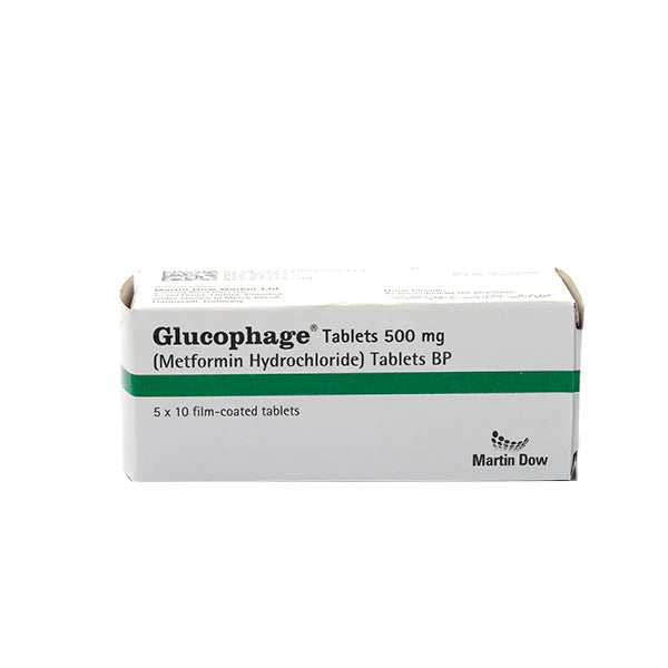 GLUCOPHAGE TABLET 500MG 5X10S — Meri Pharmacy